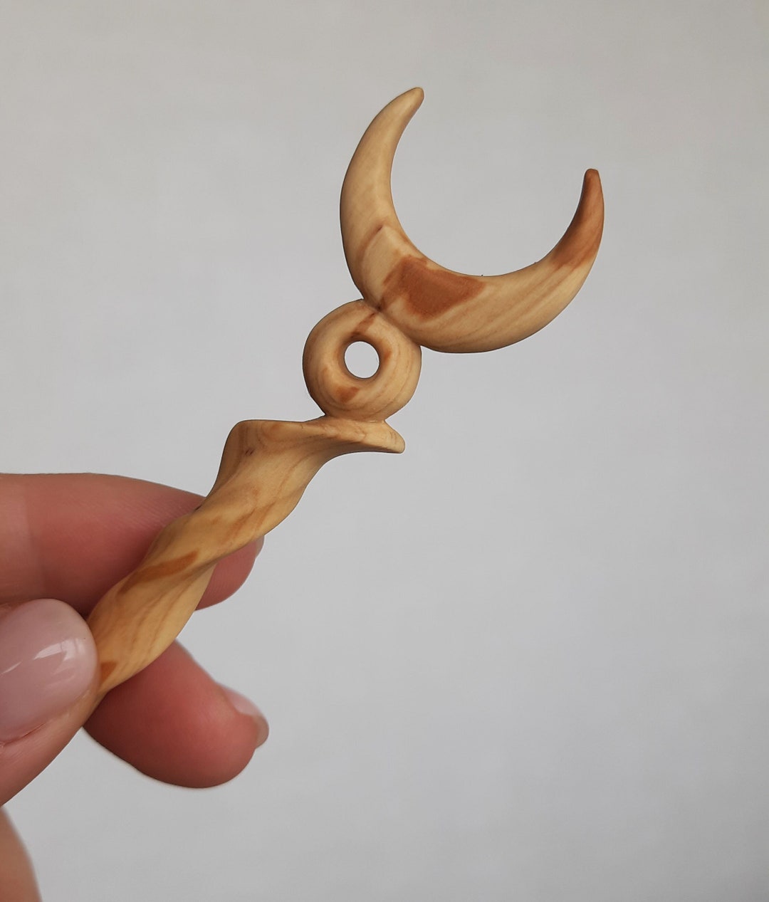 Crescent Moon Hair Stick Lilac Wood Hair Pin Moon Hair Accessories Wooden Hair Stick Moon Phases ...