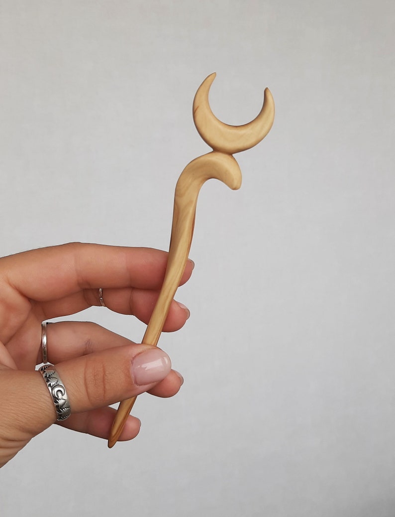 Crescent Moon Hair Stick Lilac Wood Hair Stick Forest Witch Jewelry ...