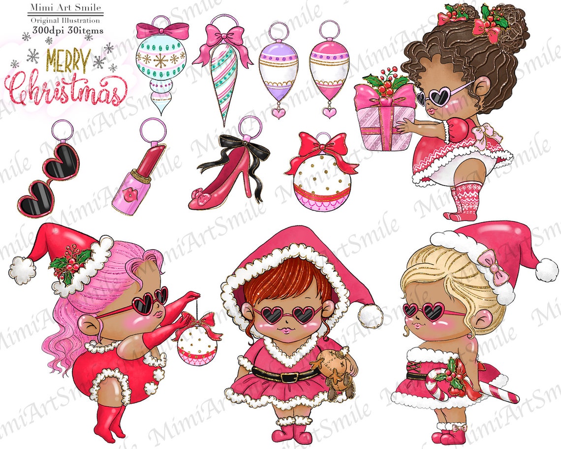 Christmas Girl African American Clipart,merry Christmas Girls Clip Art ...