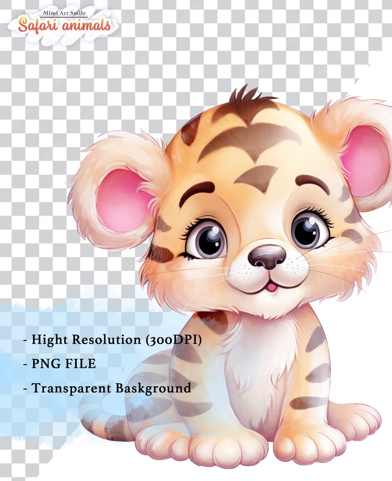 Safari Animals Clipart | Cute Baby Animal , Lion, Tiger, Giraffe ...