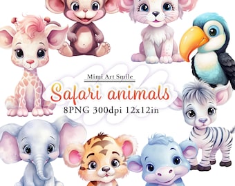 Jungle Animals Digital Stamp Animal Clipart Coloring - Etsy