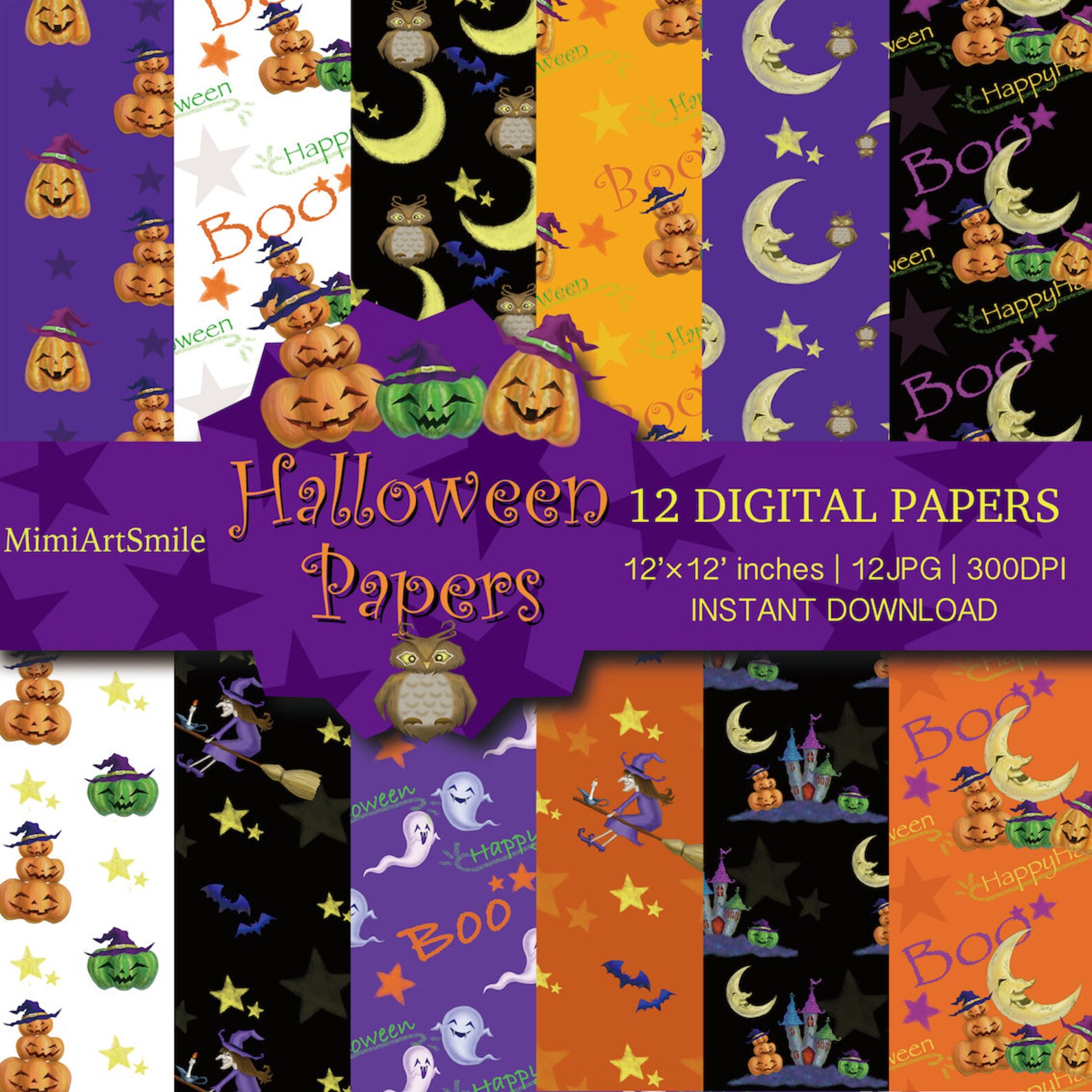 Halloween Digital Paper, Halloween Background, Halloween Seamless ...