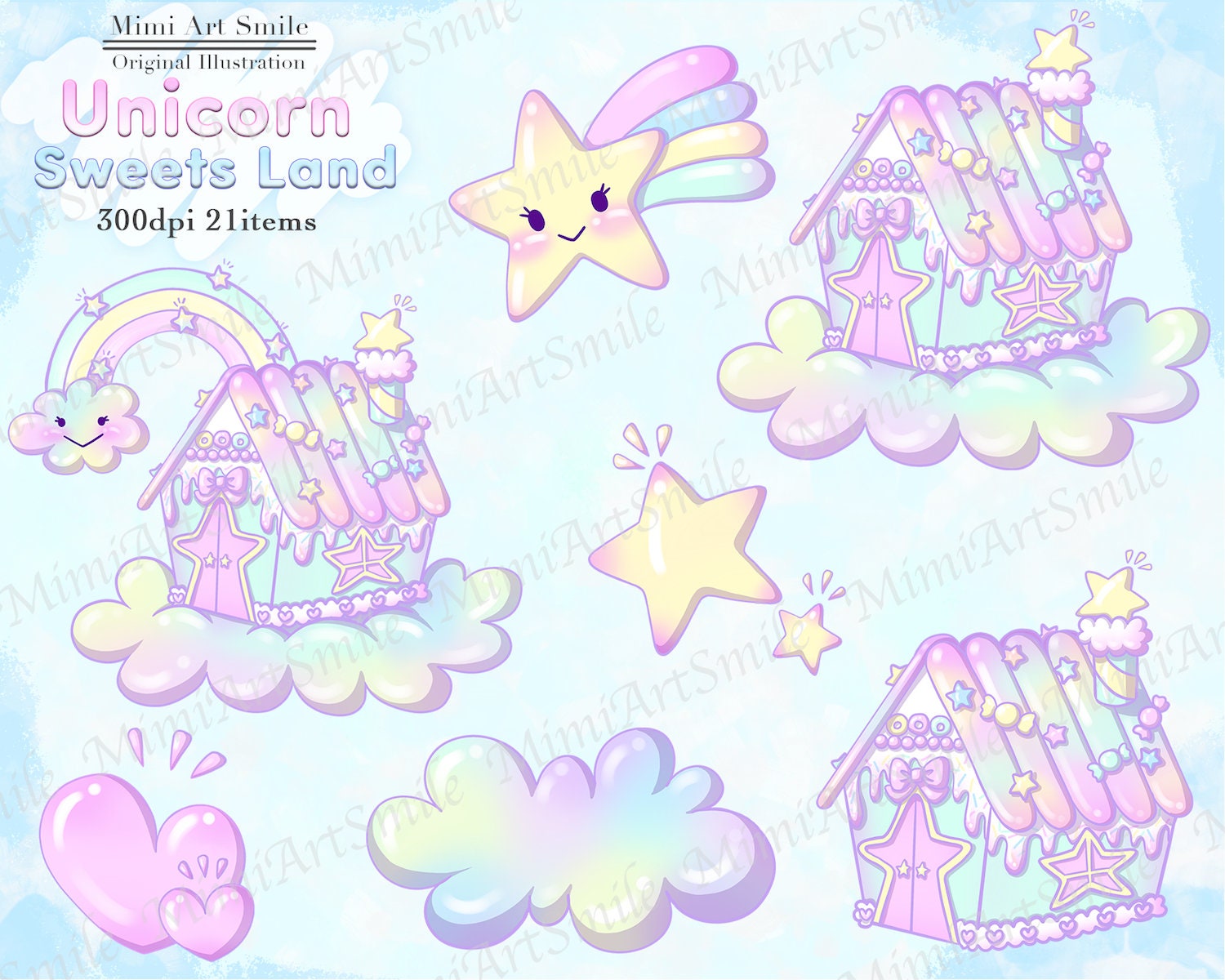 Unicorn Sweets Land Clipartbaby Unicorn Clip Artchibi - Etsy