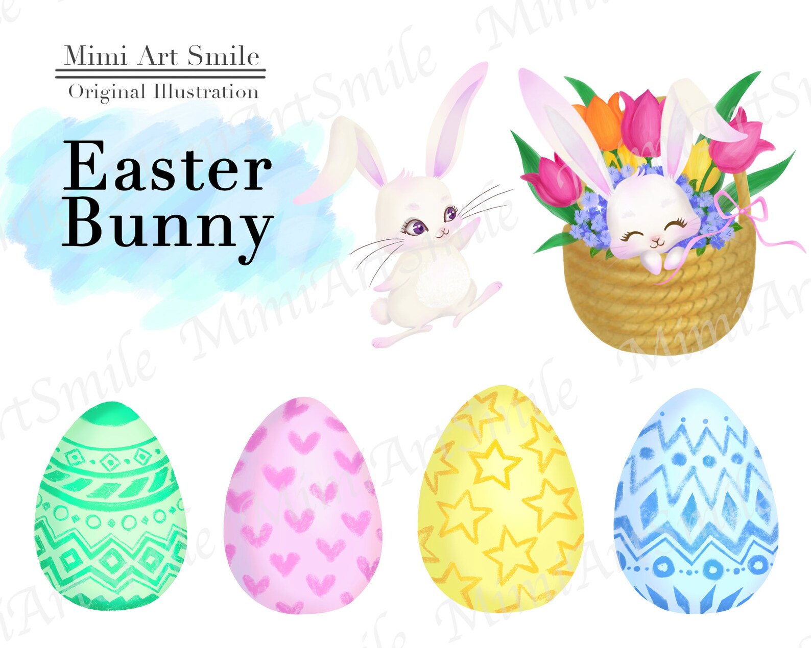 Easter Bunny. Rabbit Digital PNG Clipart, Downloadable Printable Cute ...