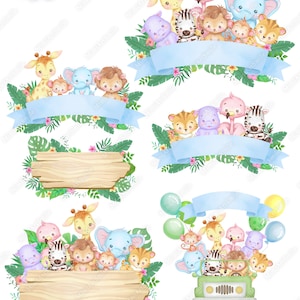 Safari Party Baby Animals Clipart | Jungle, Watercolor, Tiger, Lion ...