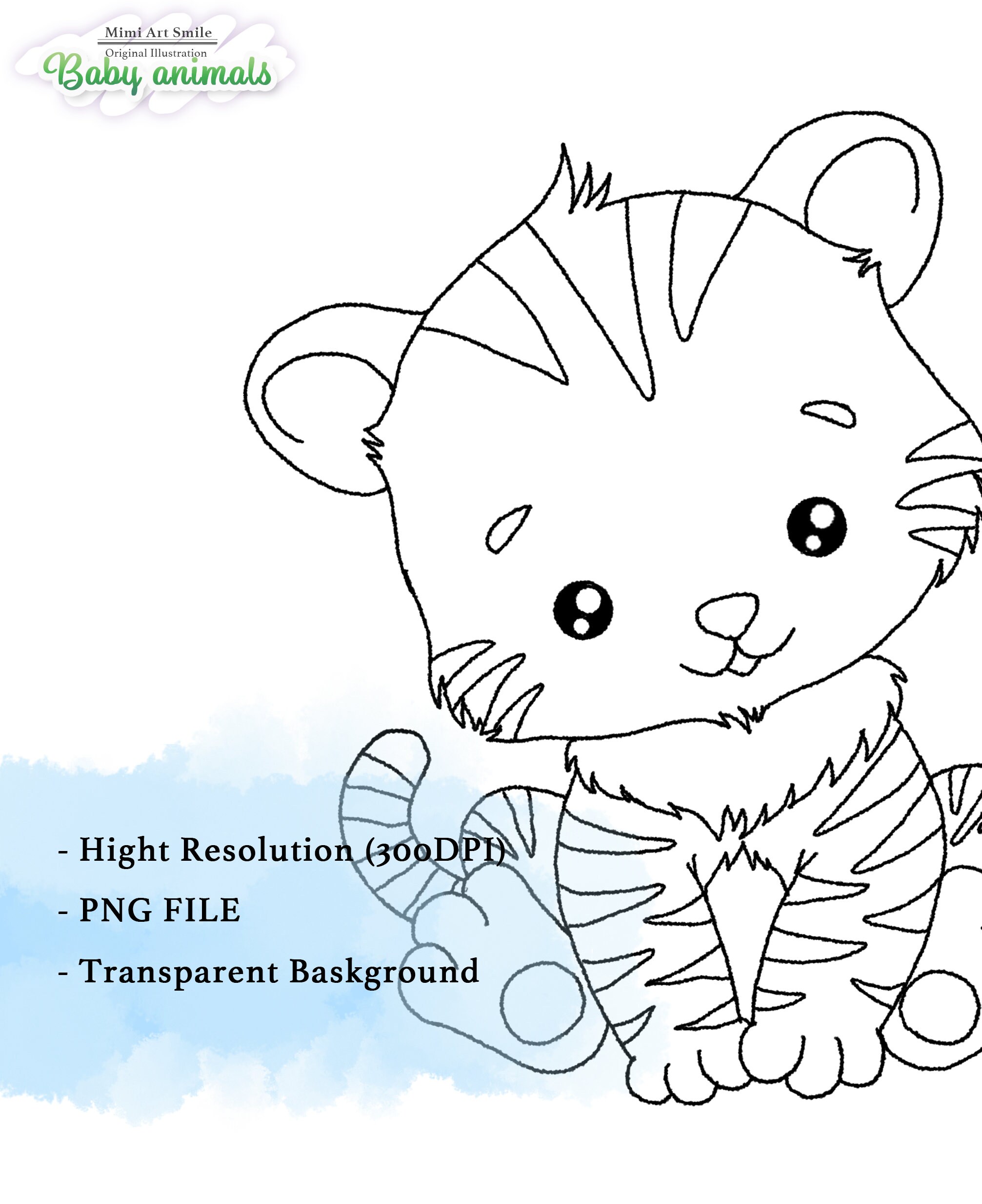 Jungle Safari Baby Animals Digital Stamp, Animal Clipart, Coloring ...