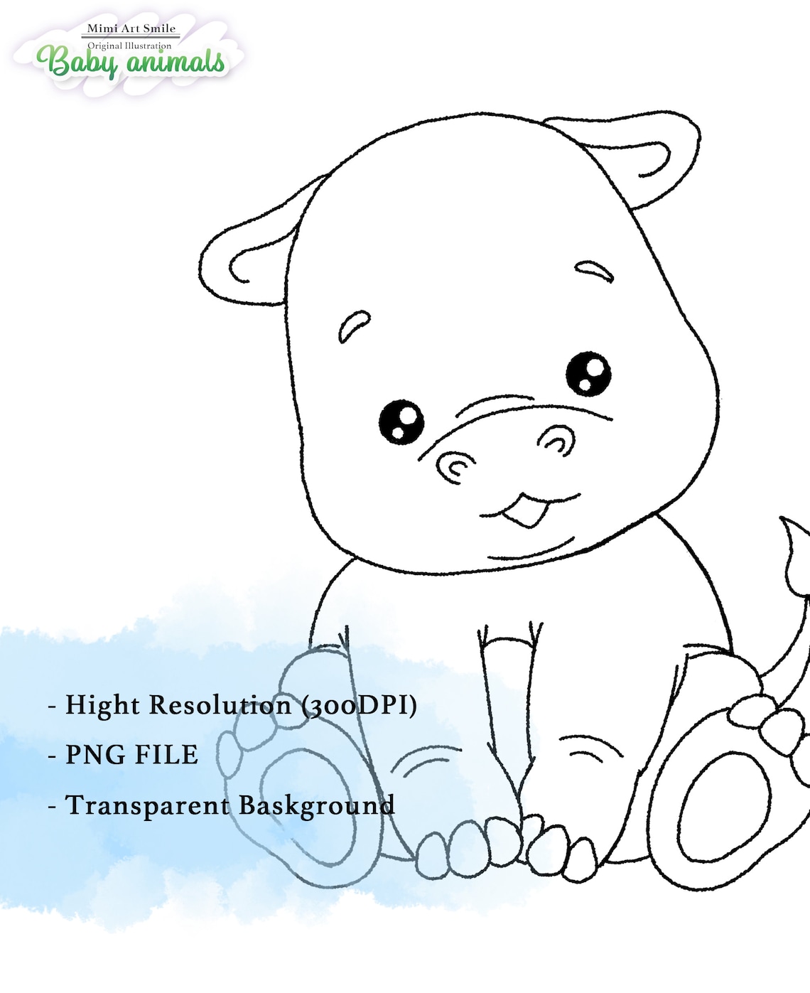 Jungle Safari Baby Animals Digital Stamp, Animal Clipart, Coloring ...