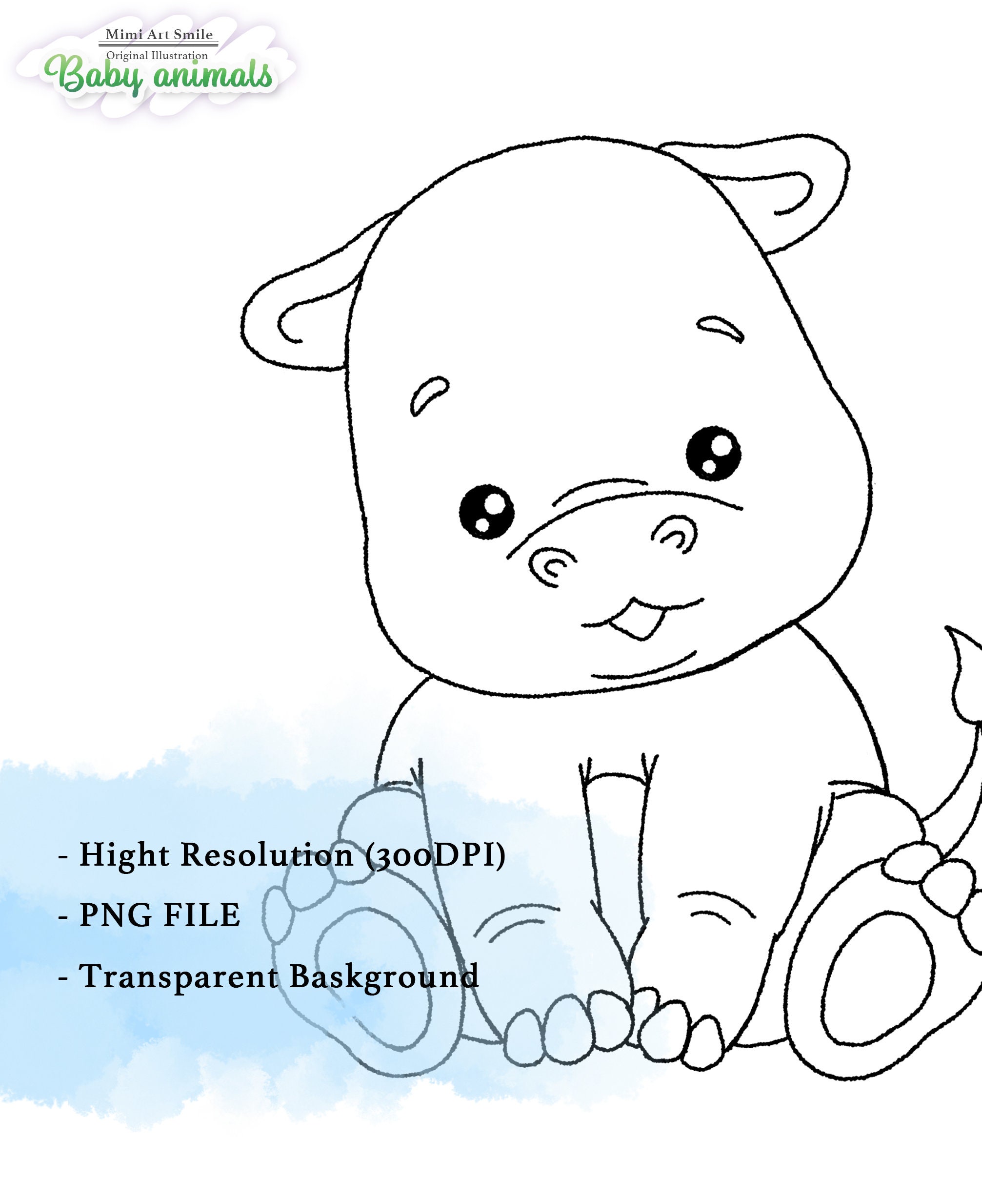 Jungle Safari Baby Animals Digital Stamp, Animal Clipart, Coloring ...