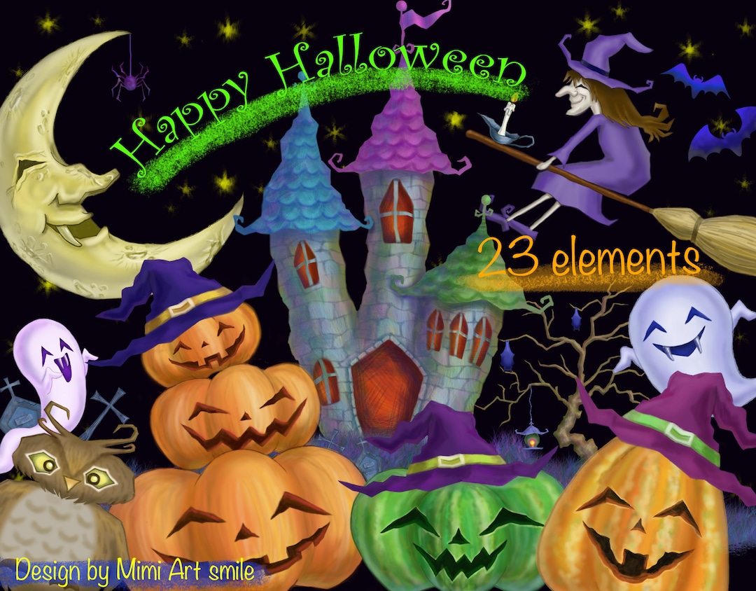 Halloween Clipart, Happy Halloween Clip Art, Fall, Witch, Pumpkin ...