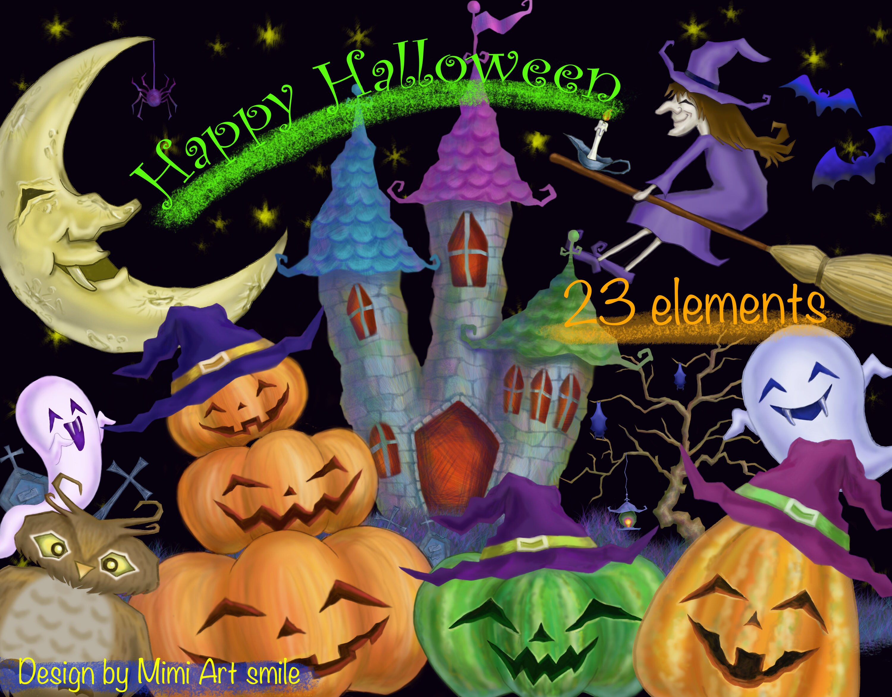 Halloween Clipart, Happy Halloween Clip Art, Fall, Witch, Pumpkin ...