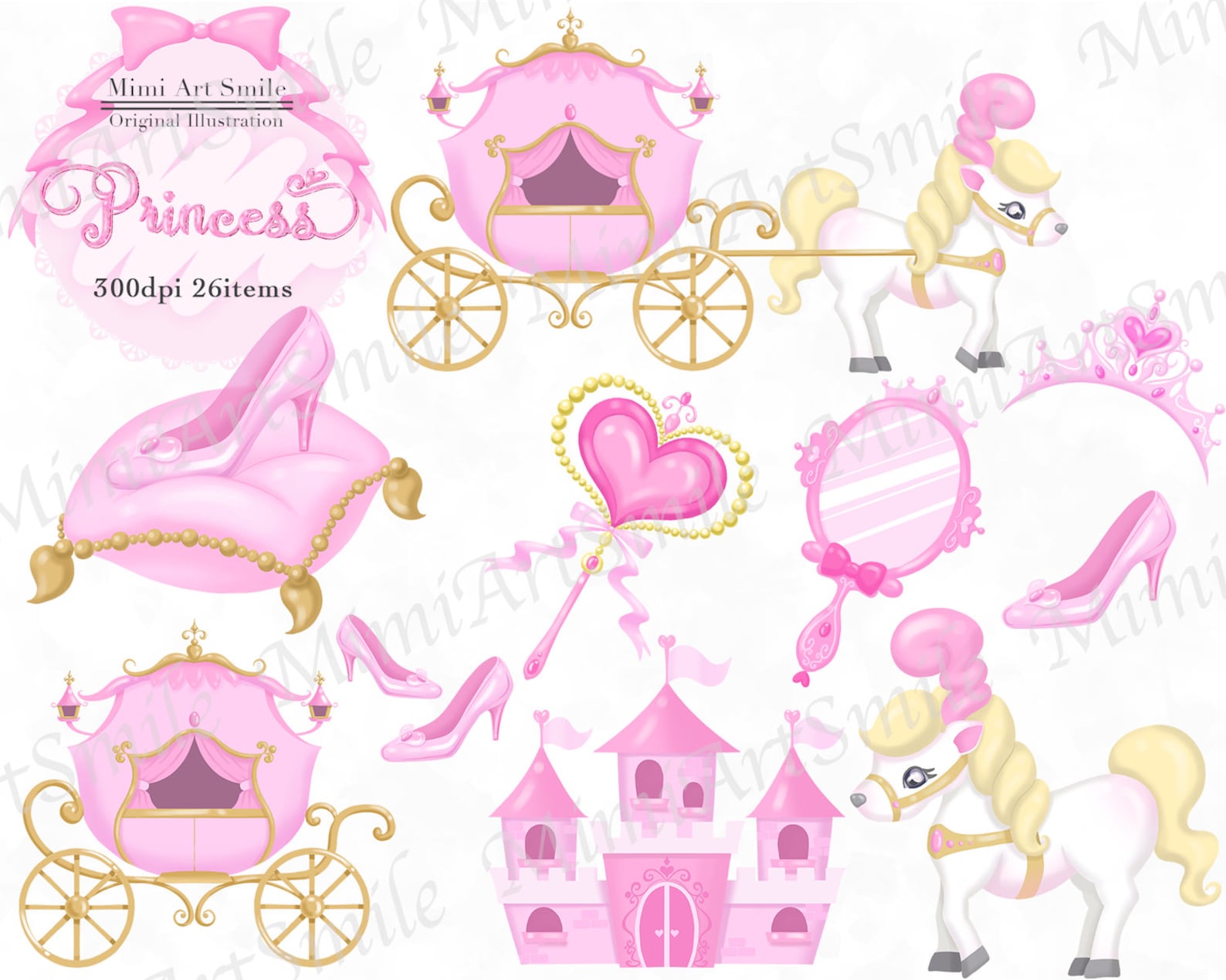 Princess Clipart, Pink Princess Clip Art, Pretty Girl Cute Dress Ribbon ...