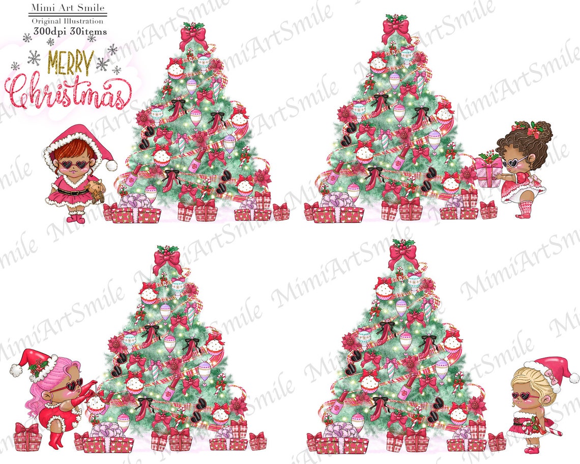 Christmas Girl African American Clipart,merry Christmas Girls Clip Art ...