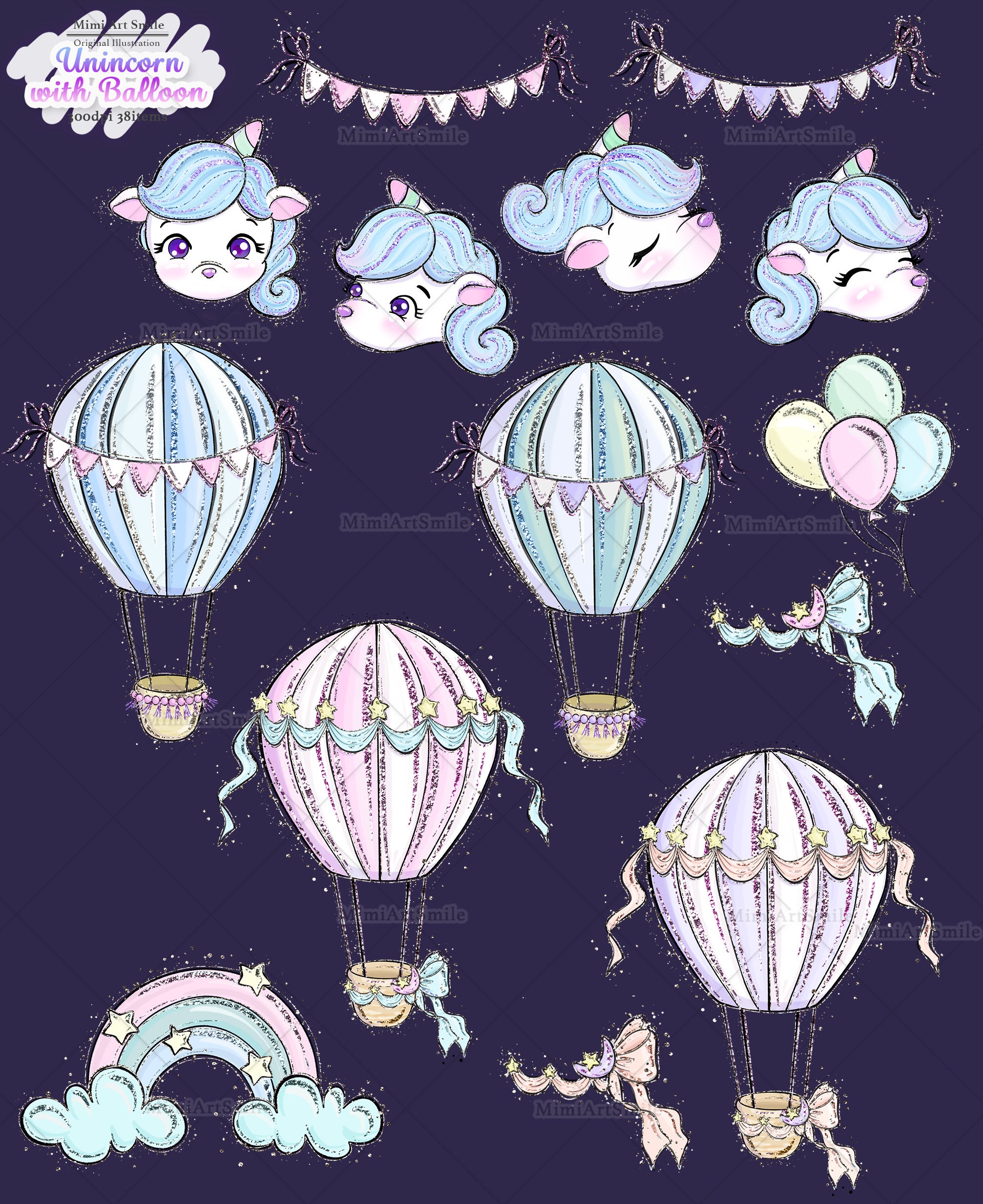 Unicorn With Balloon Clipart Cute Unicorns, Hot Air Balloon, Clip Art ...