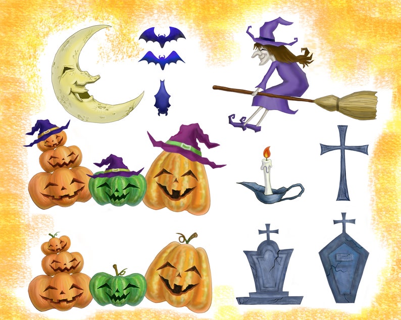 Halloween Clipart, Happy Halloween Clip Art, Fall, Witch, Pumpkin ...