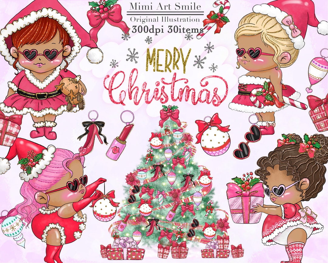 Christmas Girl African American Clipart,merry Christmas Girls Clip Art ...