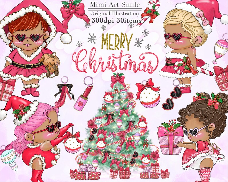Christmas Girl African American Clipart,merry Christmas Girls Clip Art ...