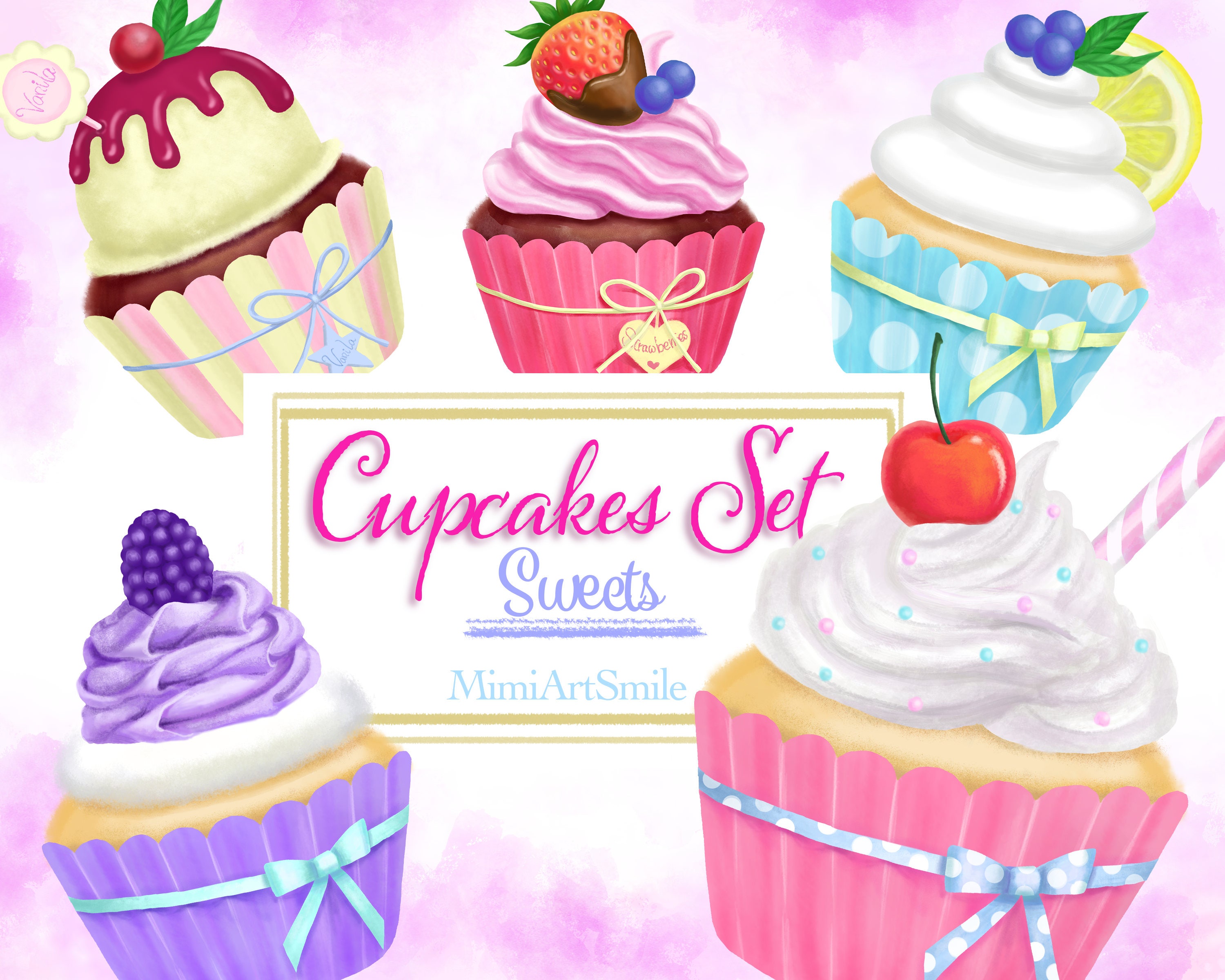 Cupcakes Clipart, Sweets Clip Art, Strawberry, Raspberry, Ice Cream ...