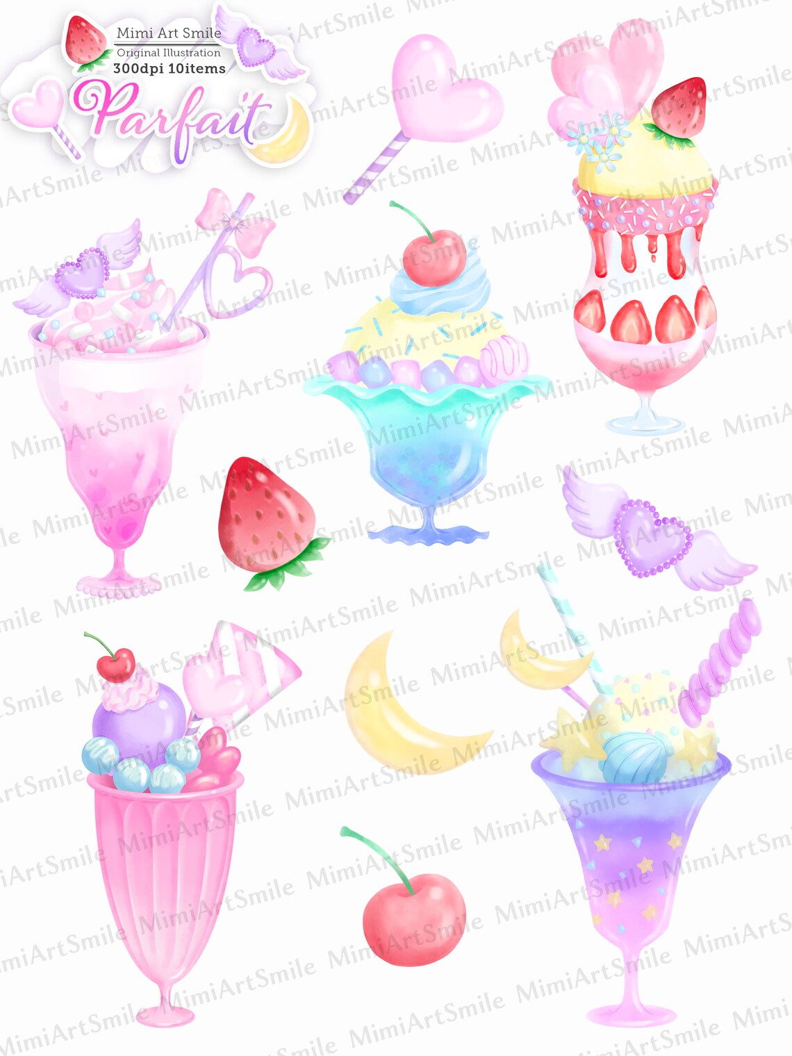 Parfait Clipart, Fruit Parfait Clip Art, Strawberry Ice Cream Sundae ...