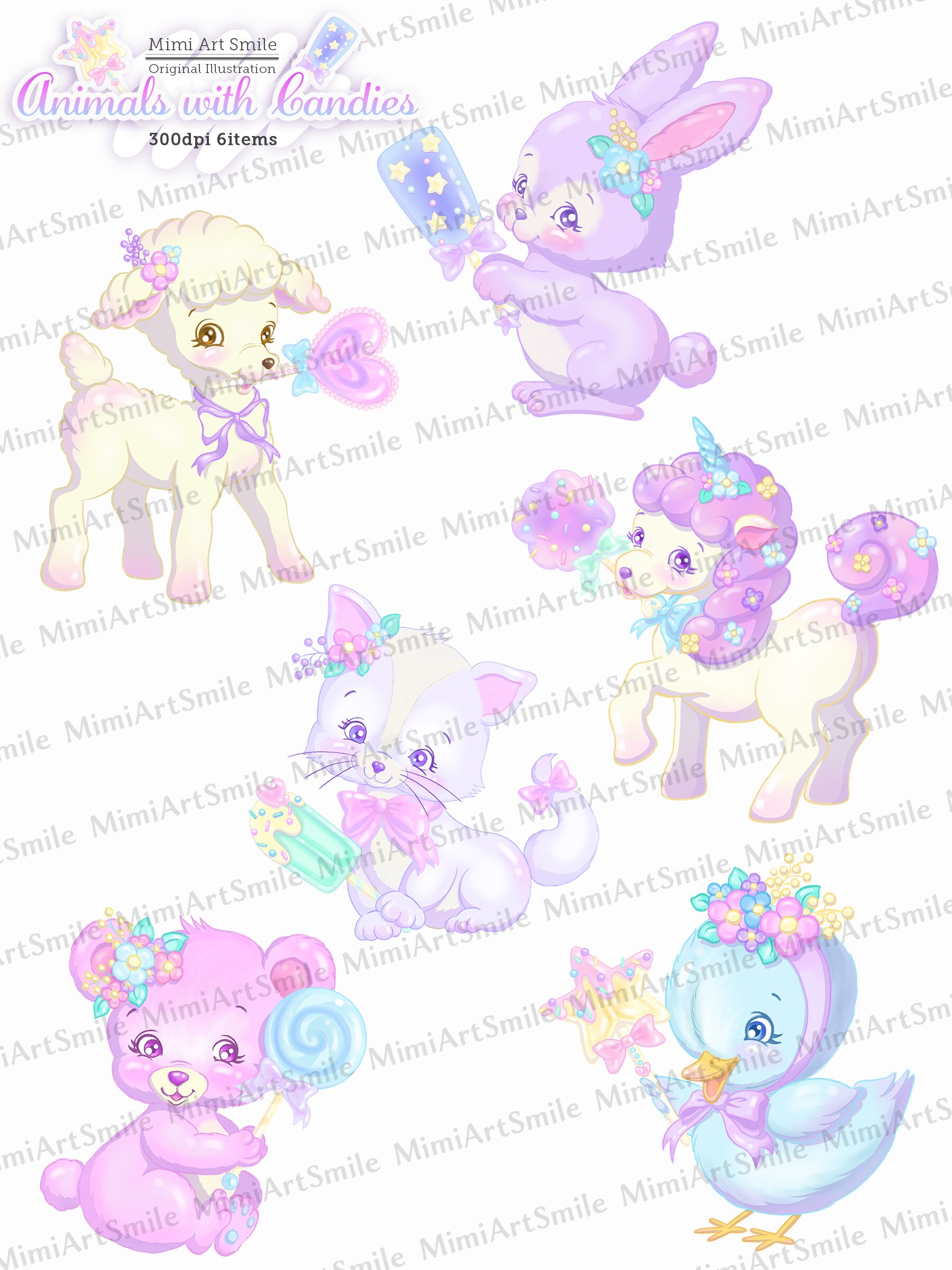 Animals With Candies Clipart | Pretty Animal Clip Art, Ice Candy ...