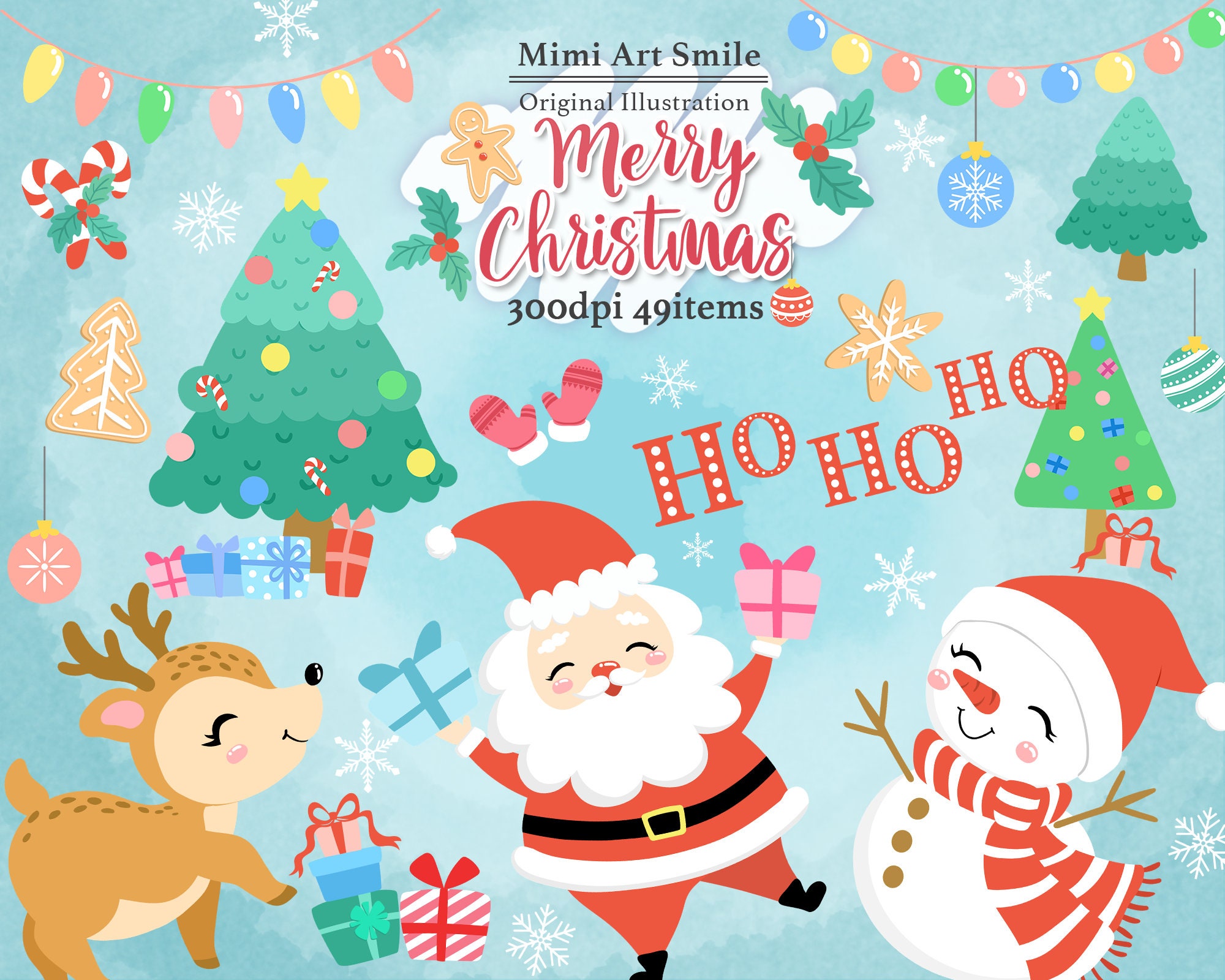 Christmas Clipart Set Merry Christmas Clip Art, Cute Santa Clause ...