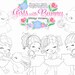Girls With Bunny Digital Stamps | Girl Rabbit Clipart, Flowers Tulips ...
