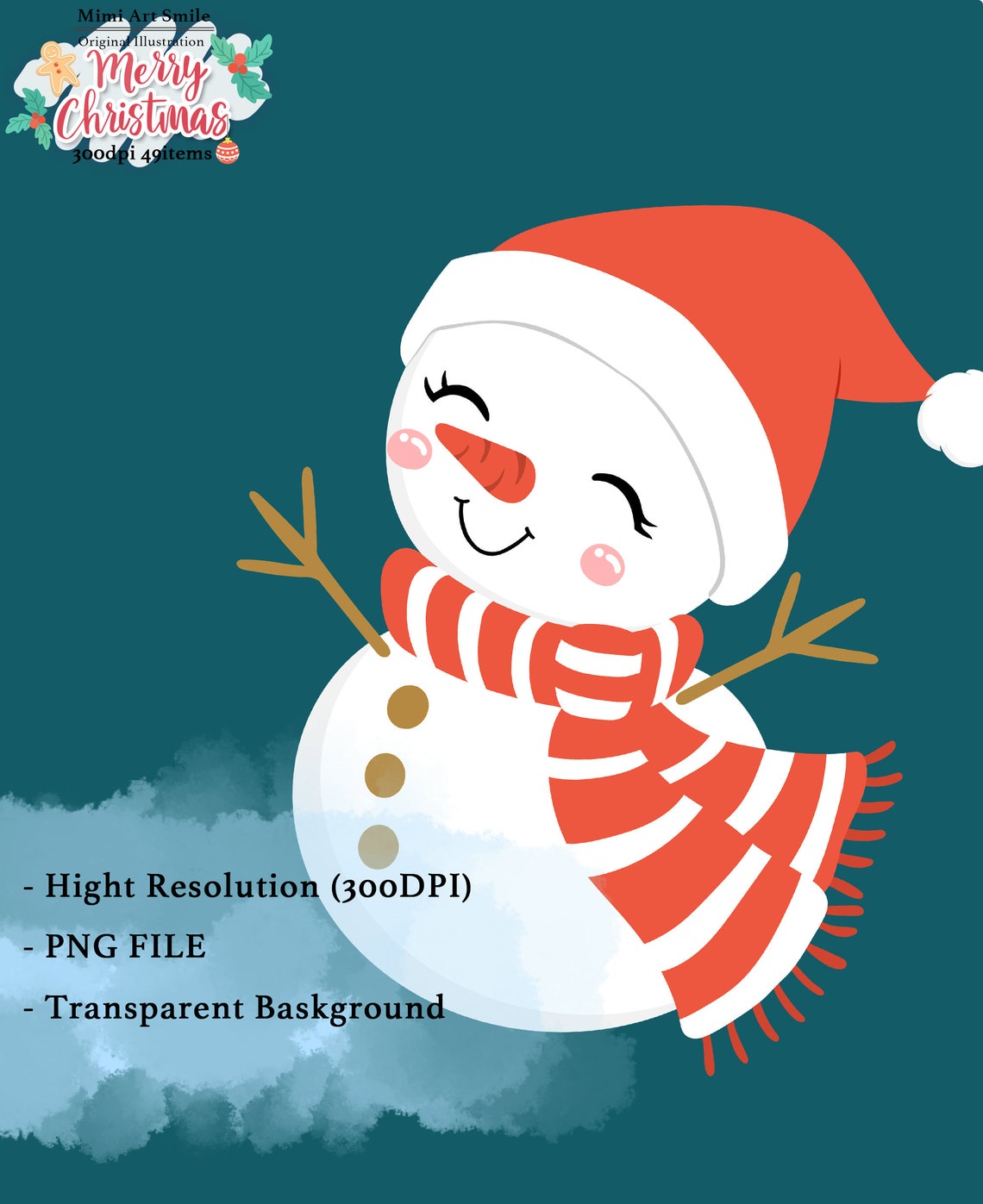 Christmas Clipart Set Merry Christmas Clip Art Cute Santa | Etsy