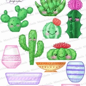 Cactus Clipart, Cute Plant Clip Art, Flower Pot, Planter, Desert Cactus ...