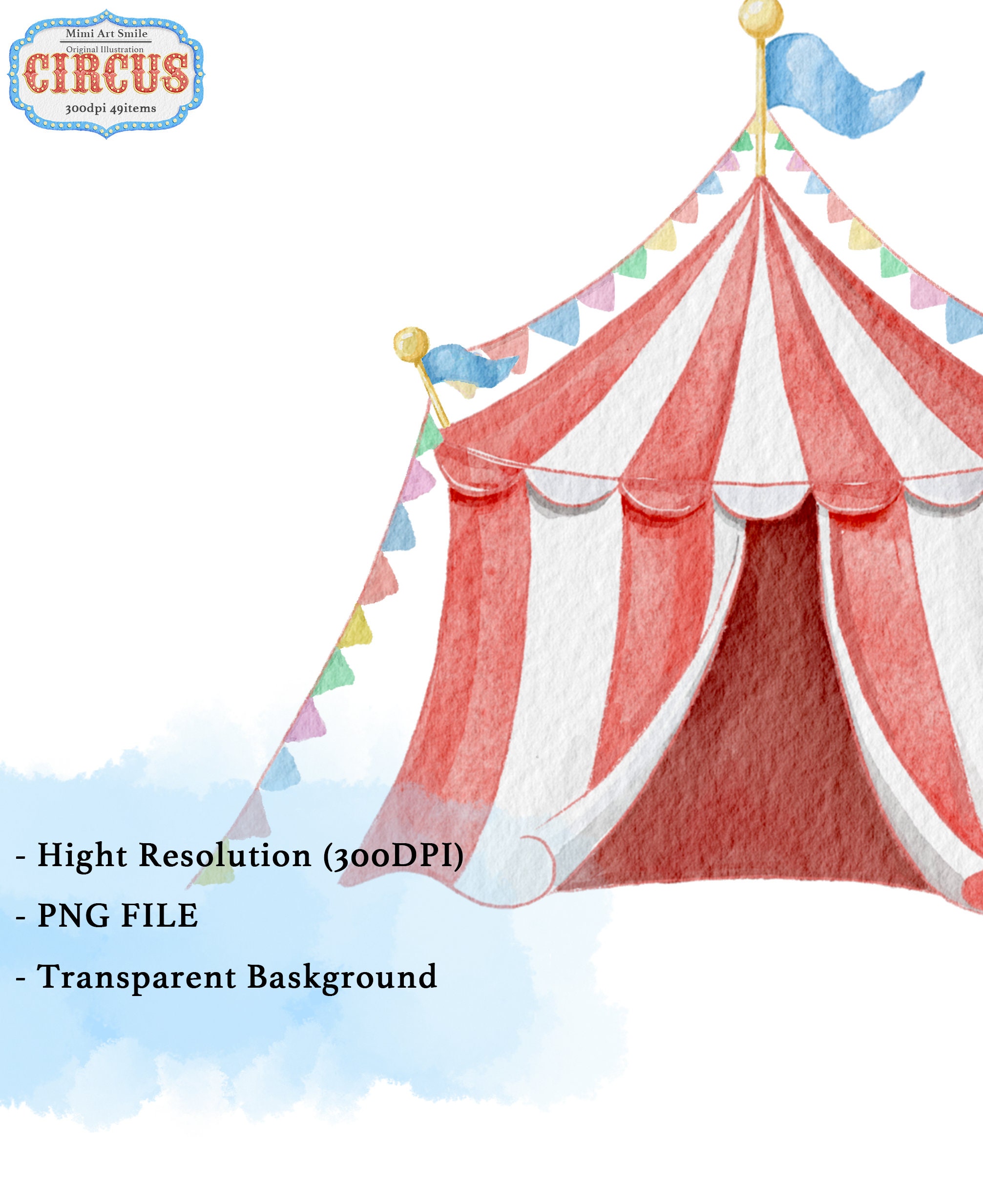 Circus Clipart | Carnival Clip Art, Cute Watercolor Painted, Elephant ...