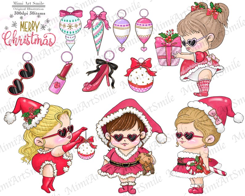 Christmas Girl Clipart,merry Christmas Girls Clip Art,santa Costume ...