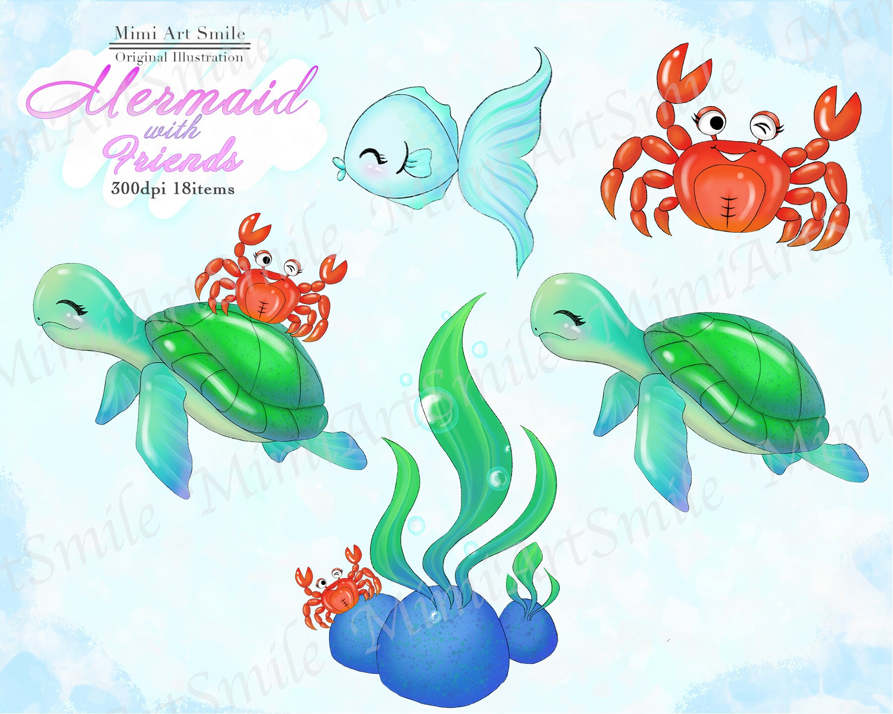 Mermaid With Friends Clipart,cute Mermaid,digital Downloadable Planner ...