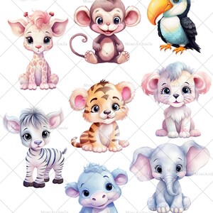 Safari Animals Clipart | Cute Baby Animal , Lion, Tiger, Giraffe ...