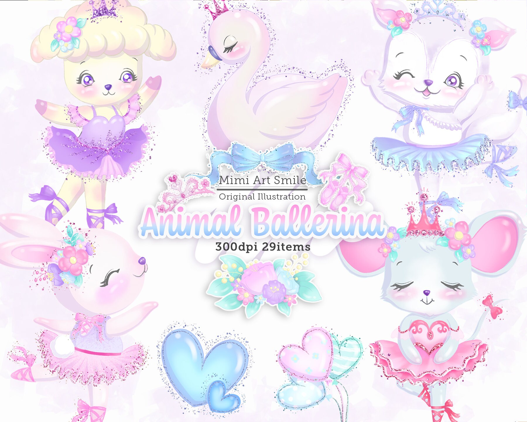 Animal Ballerina Clipart| Animals Ballet Clip Art, Cute Animal, Swan ...