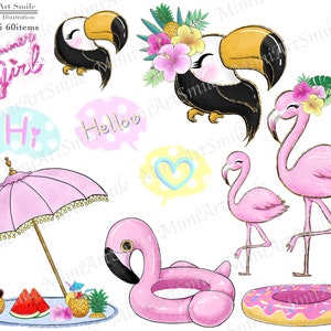 Summer Girl,Cute Beach Fashion Swimwear Flamingo Swimming ring Ice ...