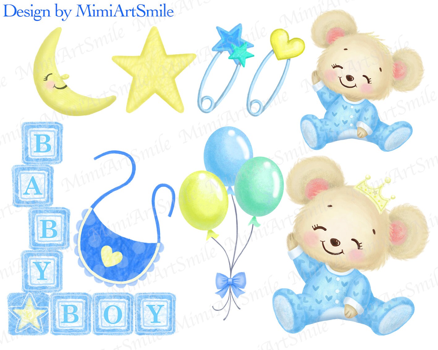 Baby Boy Blocks Clip Art