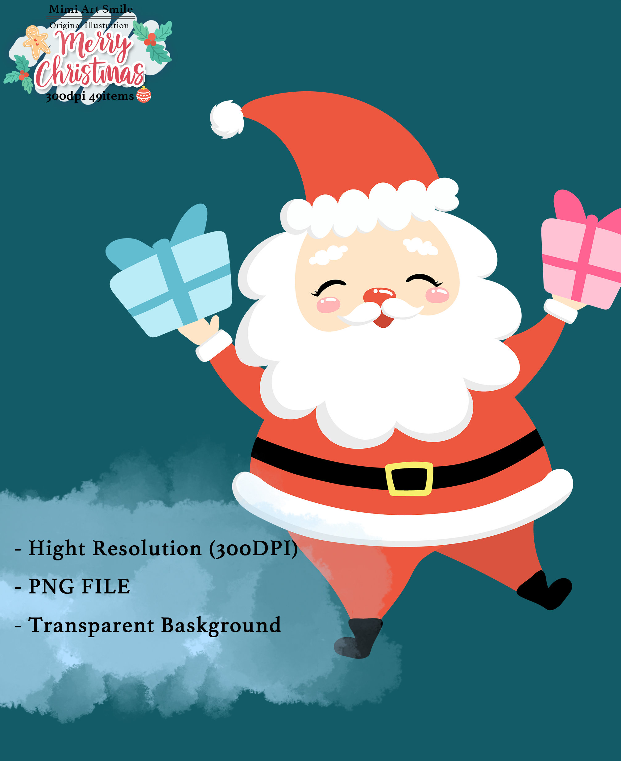 Christmas Clipart Set Merry Christmas Clip Art, Cute Santa Clause ...