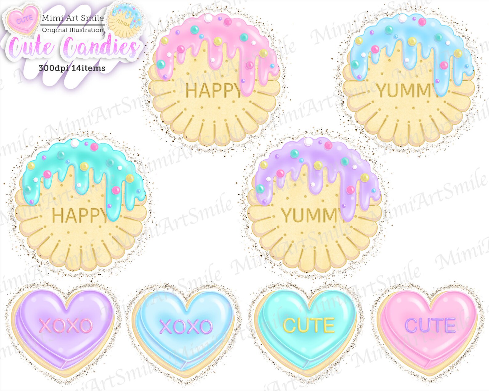 Cute Candies Clipart Kawaii Candy Clip Art Ice Cream Sweets - Etsy ...