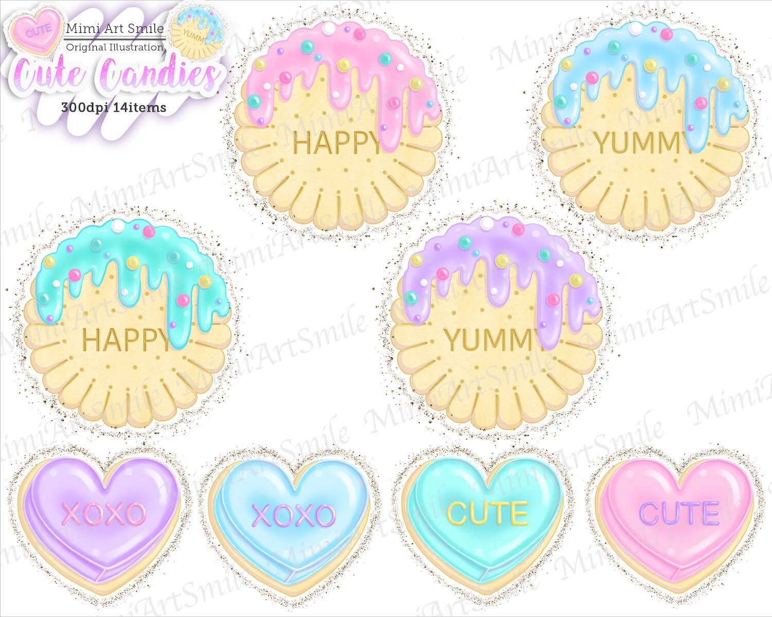 Cute Candies Clipart, Kawaii Candy Clip Art, Ice Cream Sweets Sundae ...