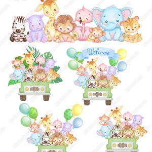 Safari Party Baby Animals Clipart | Jungle, Watercolor, Tiger, Lion ...