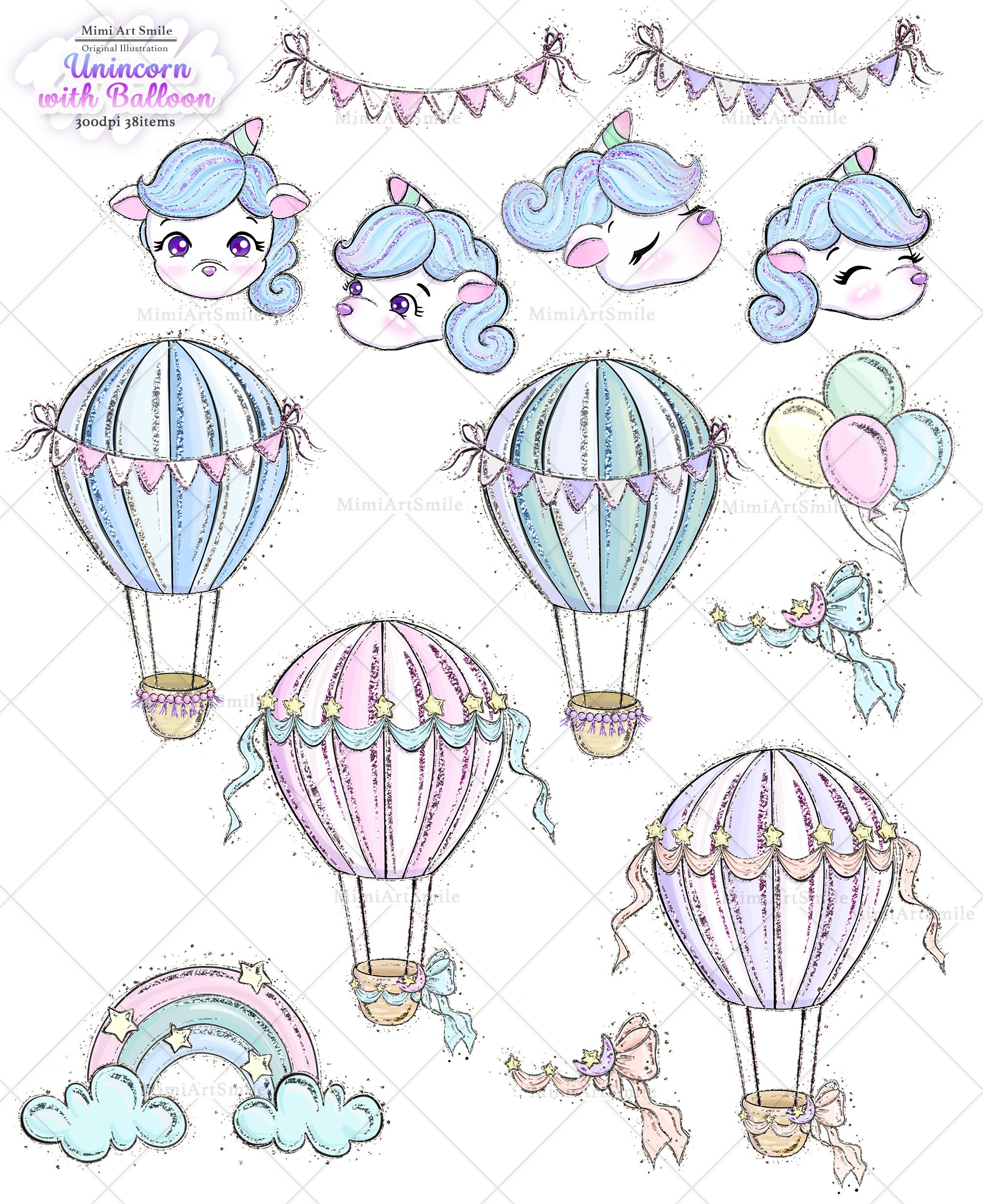 Unicorn With Balloon Clipart Cute Unicorns, Hot Air Balloon, Clip Art ...