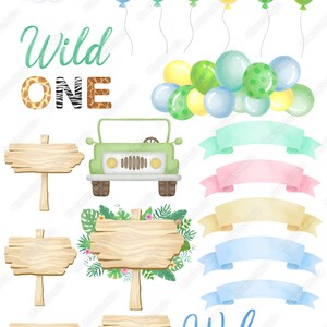 Safari Party Baby Animals Clipart | Jungle, Watercolor, Tiger, Lion ...