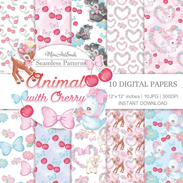 Cherry Digital Paper - Etsy