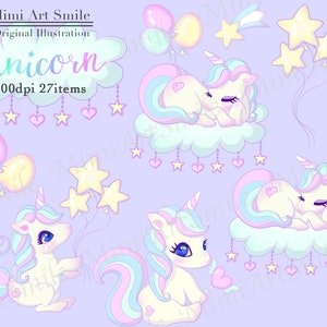 Cute Unicorn Clipart Set Rainbow Unicorns Clip Art Digital Downloadable ...