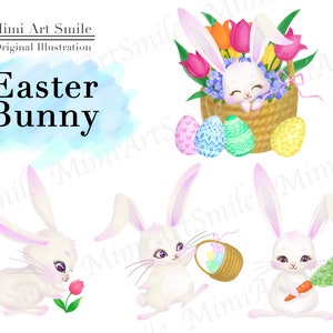 Easter Bunny. Rabbit Digital PNG Clipart, Downloadable Printable Cute ...