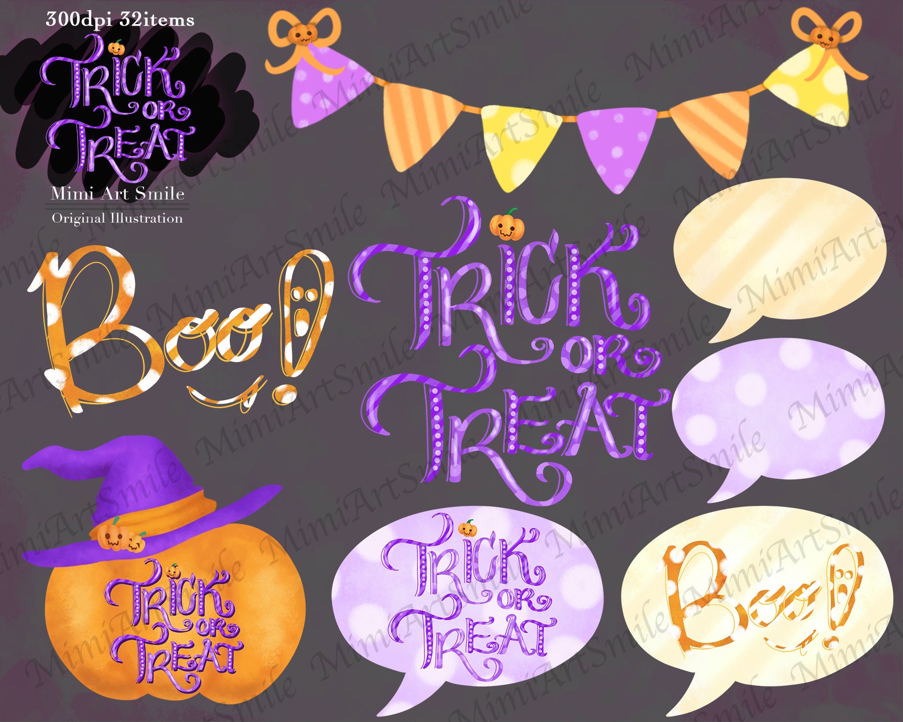 Cute Halloween Clipart, Pretty Halloween Clip Art, Witch Cat Ghost ...