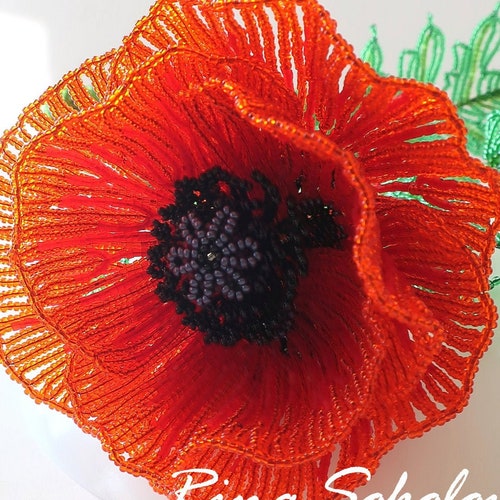 Beaded Poppy TUTORIAL Beading Pattern PDF Download | Etsy
