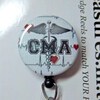 Personalized LVN Nurse Red Heart Background Your Name Retractable Reel ...
