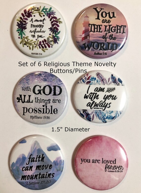 1.5 Christian Inspirational Set 6-pk Buttons/pins - Etsy
