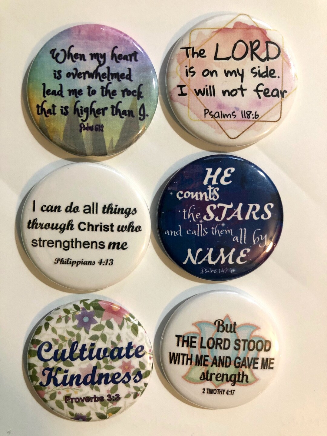 Christian, Religious Set I, 6-pk Novelty 1.5" Diameter Buttons/pins ...