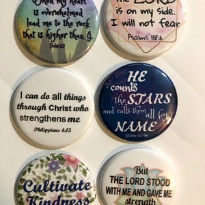 Christian, Religious Set I, 6-pk Novelty 1.5" Diameter Buttons/pins ...