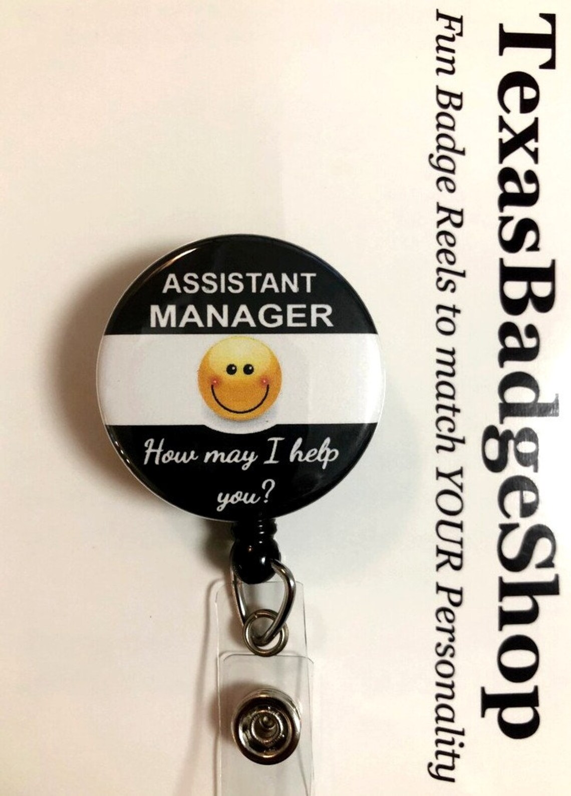 ASSISTANT MANAGER Smiley Face B/W How May I Help You Thanks - Etsy